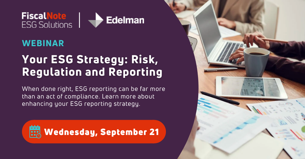Webinar: Your ESG Strategy: Risk, Regulation and Reporting